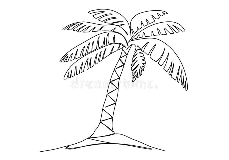 Palm One Line Drawing Vector Illustration Stock Vector - Illustration ...
