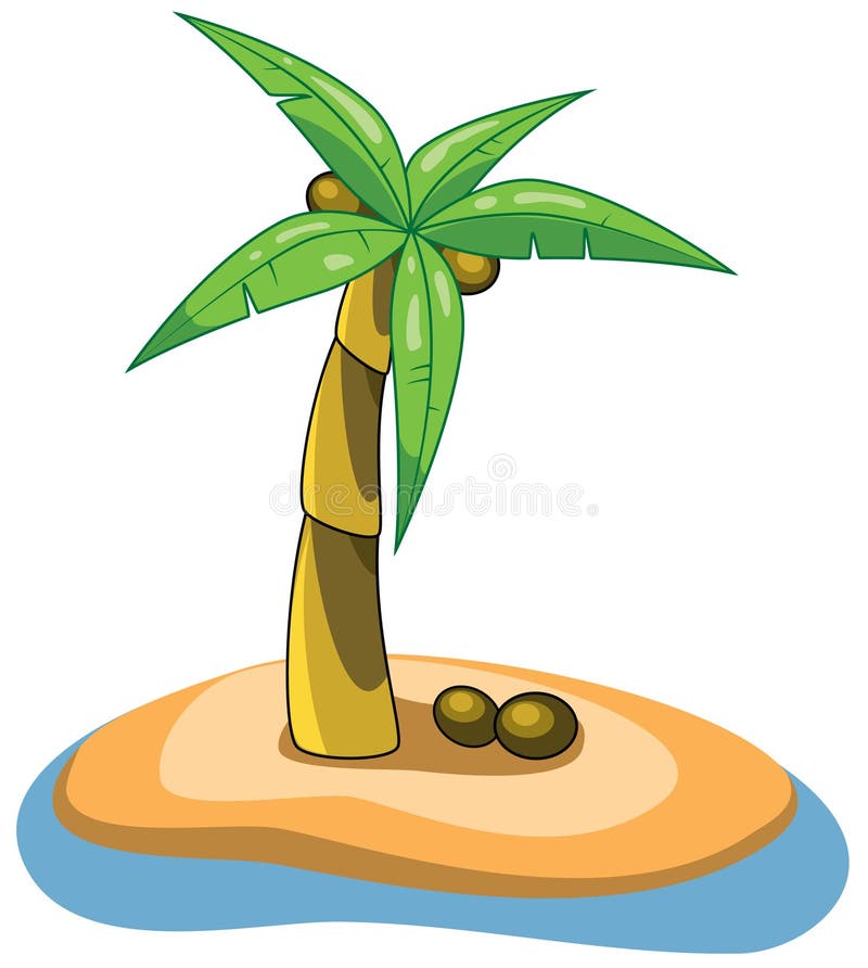 Tropische palm op eiland stock illustratie. Illustration of strand ...