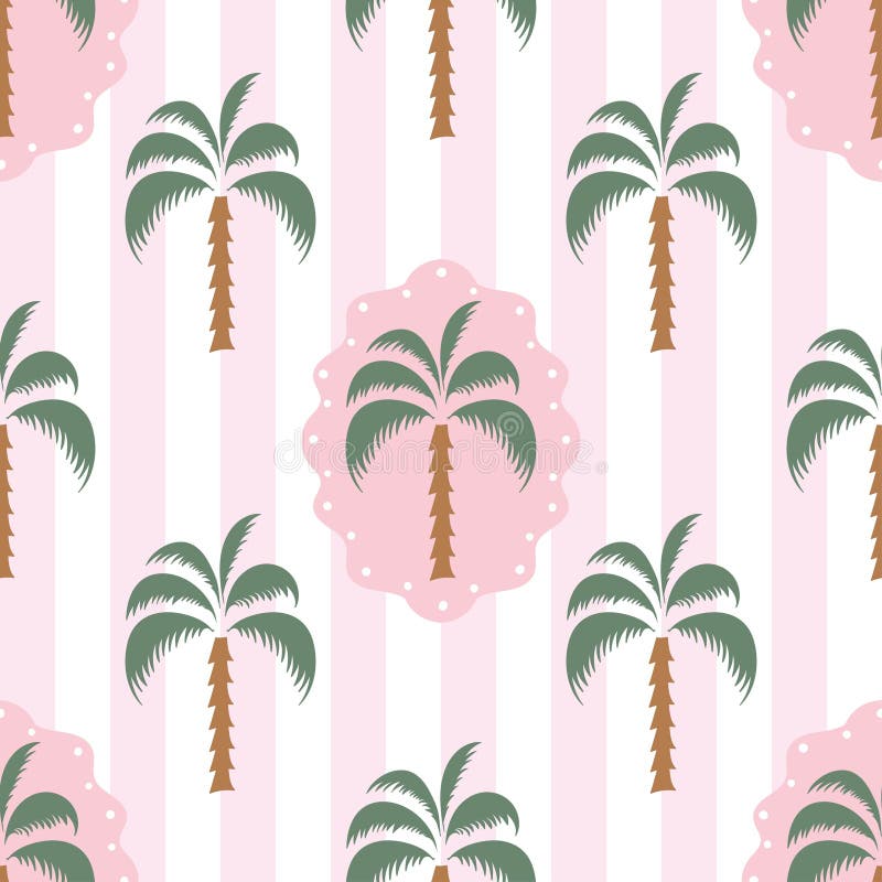 Palm Tree Seamless Pattern, Summer Striped Wallpaper Stock Vector ...