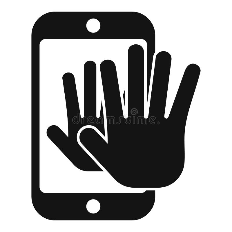 Palm Phone Scanning Icon Simple Vector. Security System Stock ...