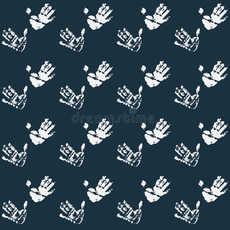 Palm Print on Blue Background, Seamless Pattern Symbol of Friendship ...
