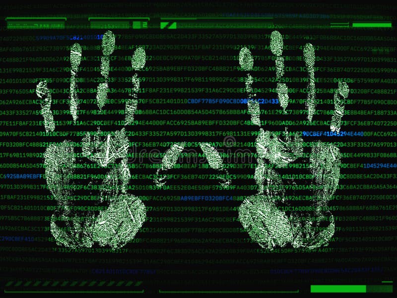 Palm Print Recognition And Access Concept Security Software By Biometric Data Identification