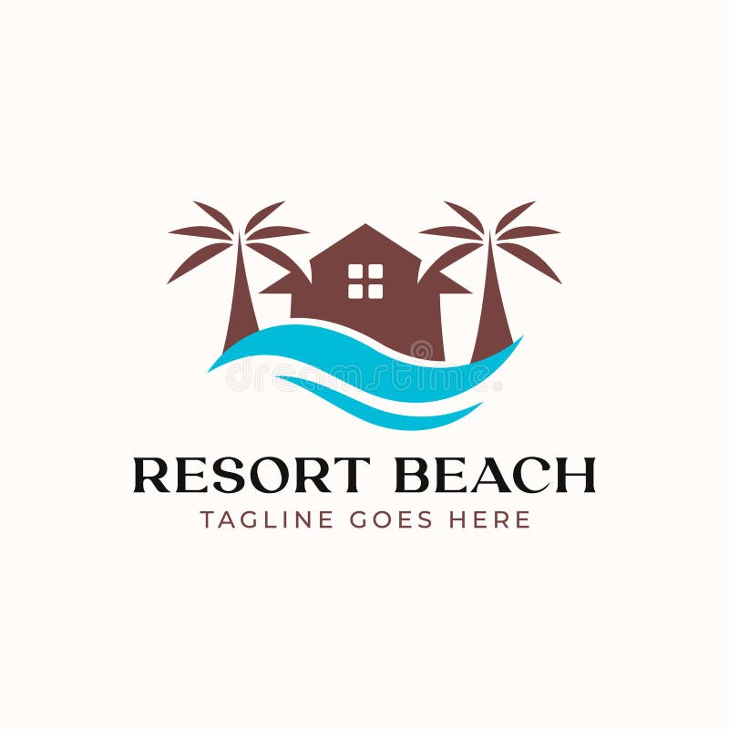 Palm Resort Logo Template Isolated in White Background Stock Vector ...