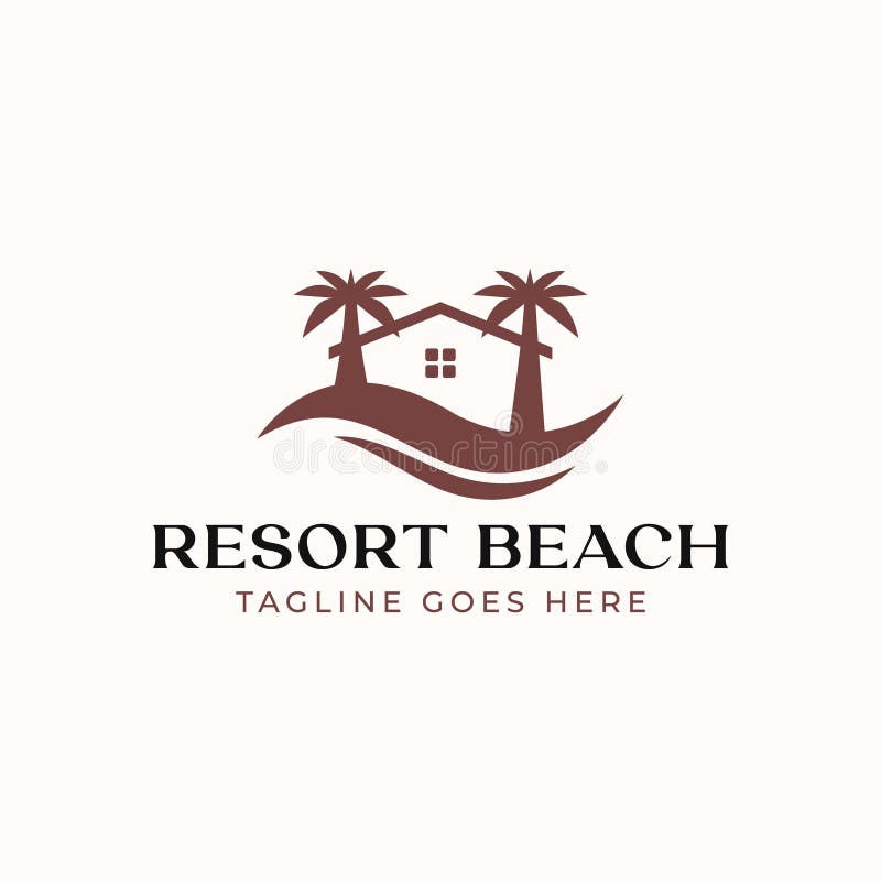 Palm Resort Logo Template Isolated in White Background Stock Vector ...