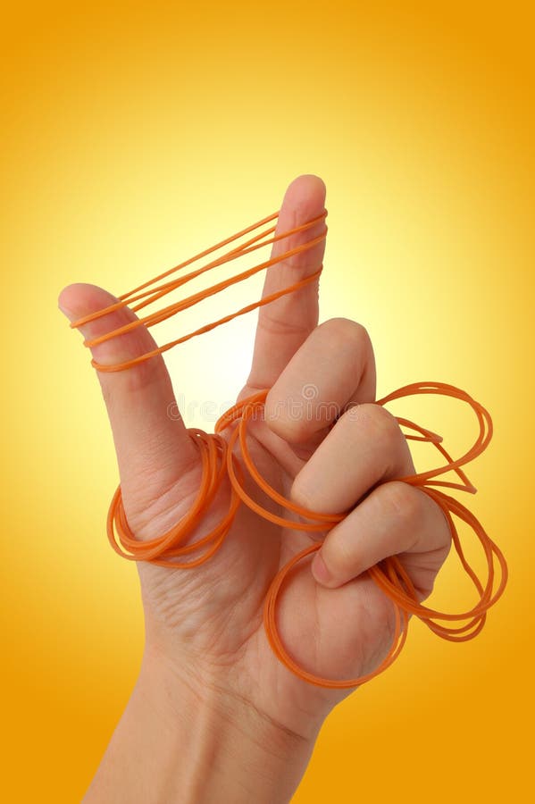 Palm with rubber bend stock photo. Image of yellow, hand - 1175748