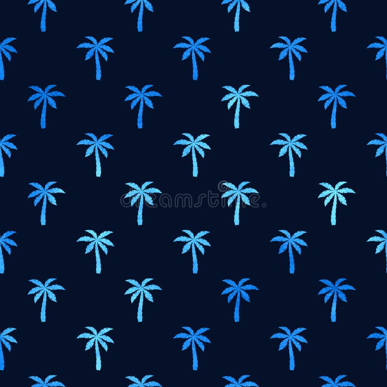 Palm Seamless Pattern. Repeated Palm Trees Patern. Coconut Tree on Blue ...