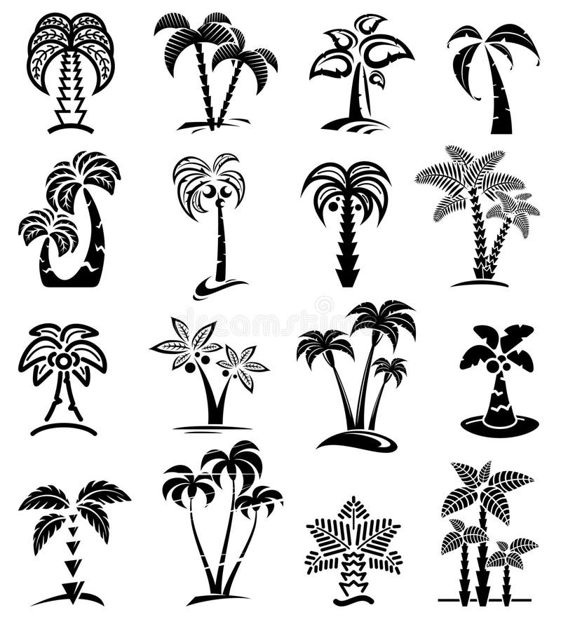 Palm Set. Collection Icon Palms Stock Illustration - Illustration of ...