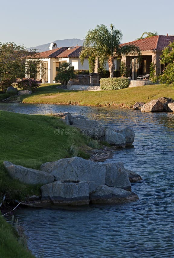 Palm Springs Golf Course Homes Stock Image - Image of golfing, bamboo ...