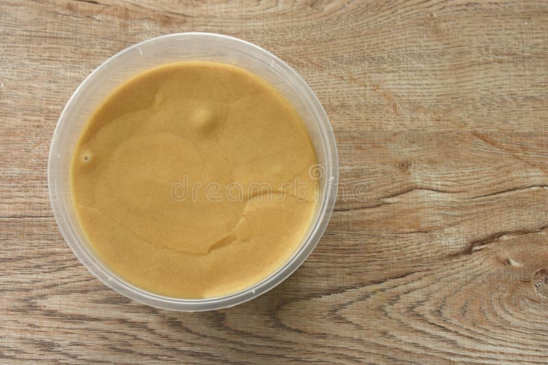 Palm Sugar in Circle Transparent Plastic Box Packaging on Table Stock ...