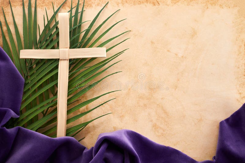 Palm Sunday Background. Cross and Palm on Vintage Background. Stock ...