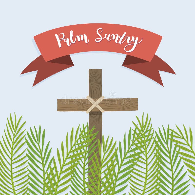 Palm Sunday Concept. Palm Branches and Cross Stock Vector ...
