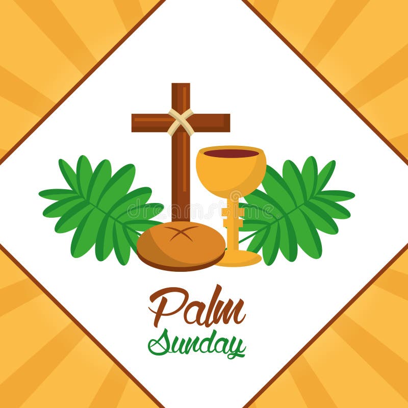 Palm Sunday Cross Bread Cup Frond Poster Stock Vector - Illustration of ...