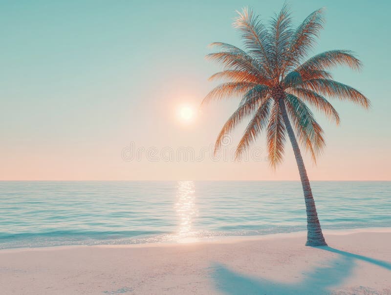 Palm Tree on Beach stock photo. Image of ocean, sunshine - 374680242