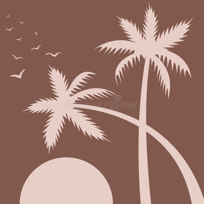 Palm tree and birds flock stock vector. Illustration of bird - 310083526