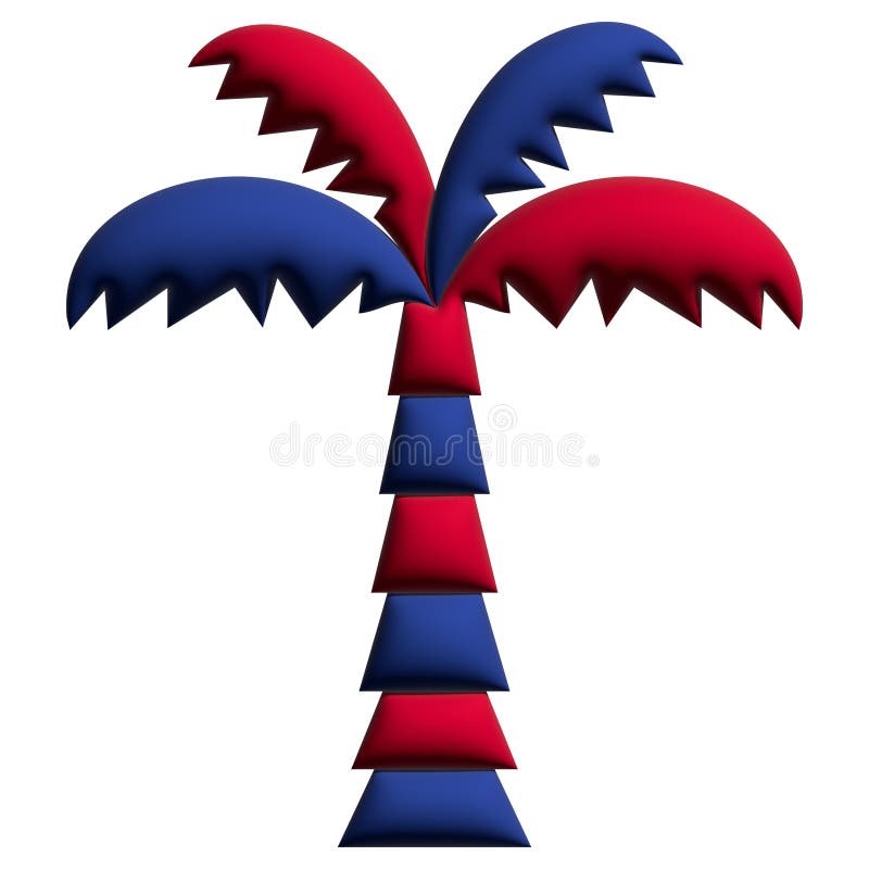 Palm Tree in Blue-red Tones. Stock Vector - Illustration of number ...