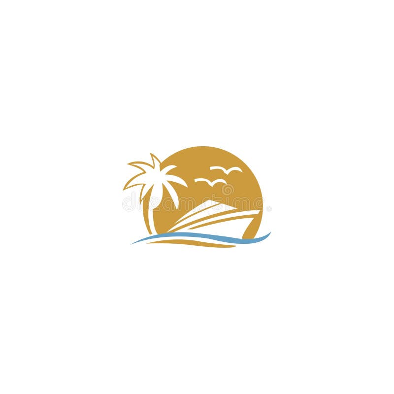 Palm Tree and Boat Vector Logo Template Stock Vector - Illustration of ...
