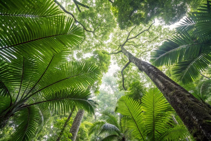 Palm Tree Canopy an Upward View. Generated Using AI. Stock Illustration ...