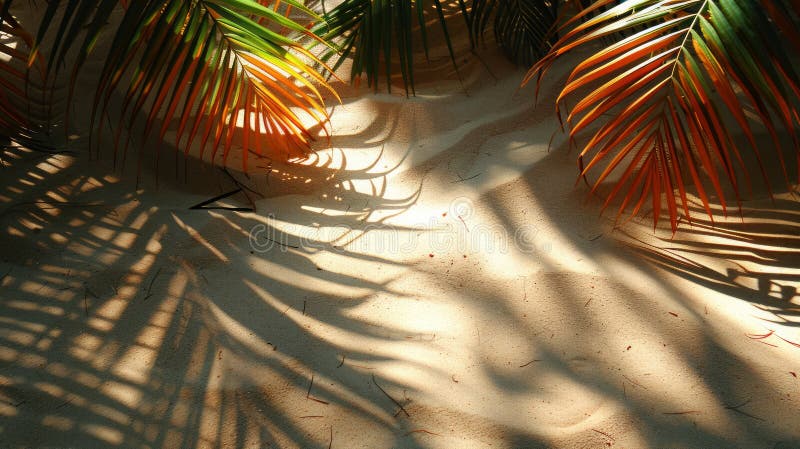 Palm Tree Casting Shadow on Sand Stock Photo - Image of leaves ...