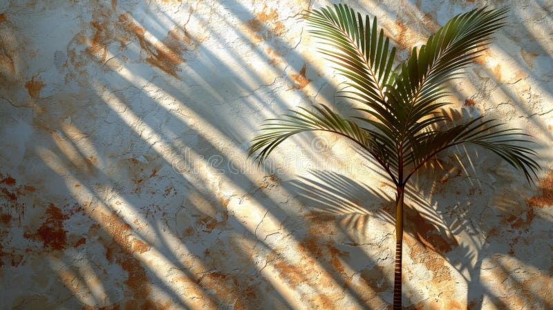 Palm Tree Casting Shadow on Wall Stock Image - Image of contrast, palm ...
