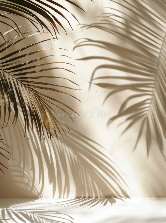 A Palm Tree Casting Shadow on Wall Stock Photo - Image of clear, urban ...