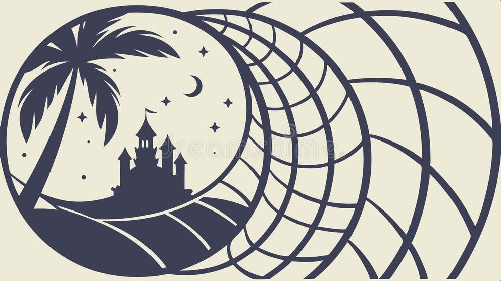 Palm Tree and Castle in Grid Pattern Vector, Vector Design Generative ...