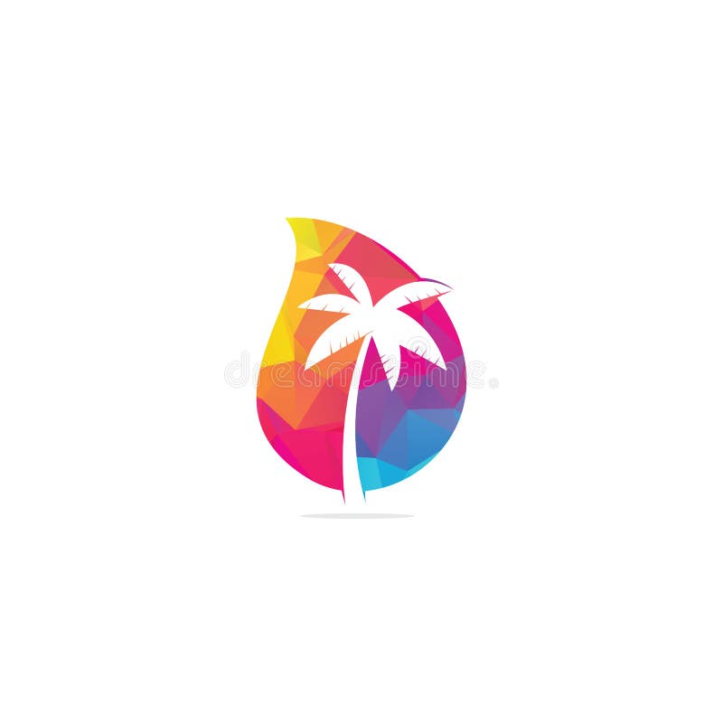 Palm Tree Drop Shape Concept Logo Design Stock Vector - Illustration of ...