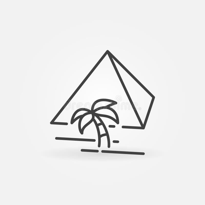 Palm Tree with Egyptian Pyramid Vector Concept Outline Icon Stock ...