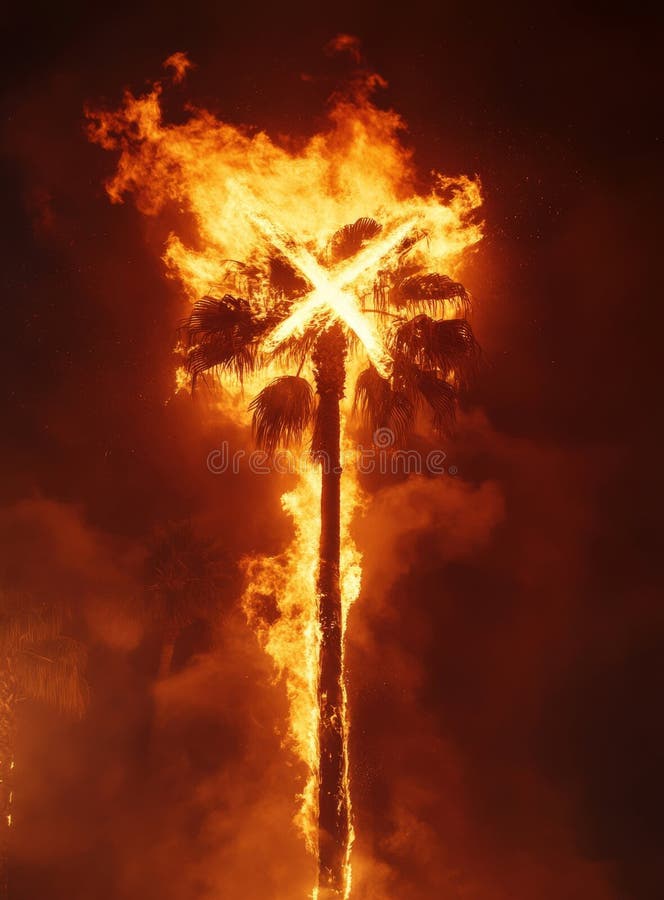 A Palm Tree on Fire. Generative AI. Stock Illustration - Illustration ...