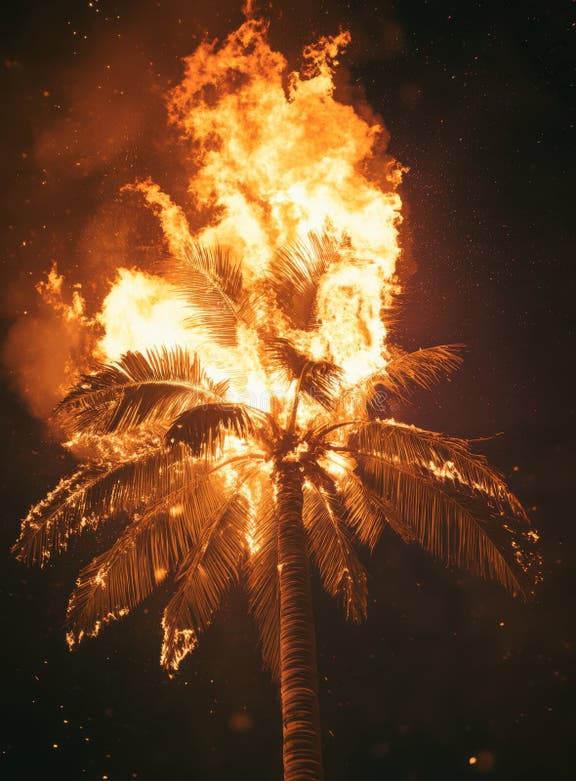 A Palm Tree on Fire. Generative AI. Stock Illustration - Illustration ...