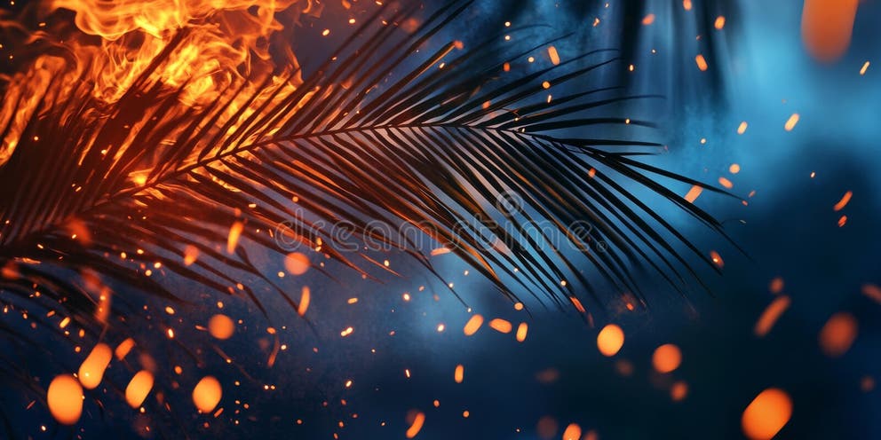 A Palm Tree on Fire. Generative AI. Stock Illustration - Illustration ...