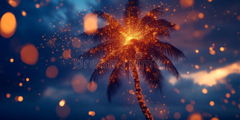 A Palm Tree on Fire. Generative AI. Stock Illustration - Illustration ...