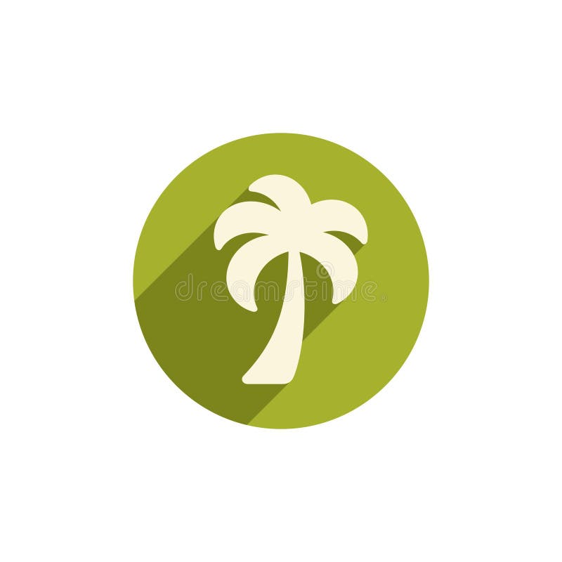 Palm Tree Flat Style Vector Icon. Round Shape with Long Shadow. Stock ...