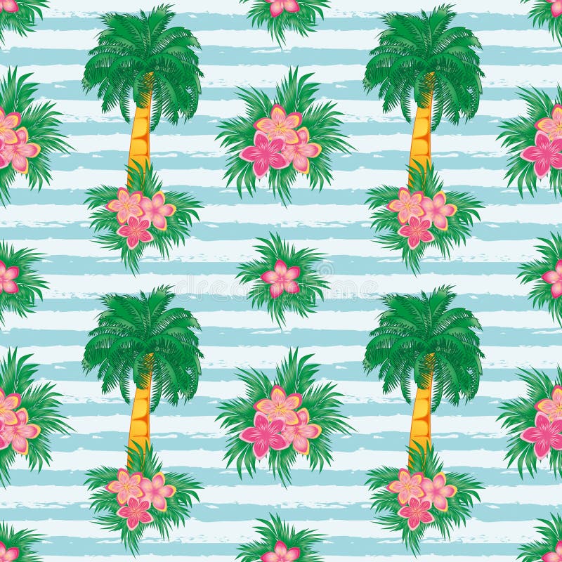 Palm Tree Floral Seamless Pattern, Vector Stock Vector - Illustration ...