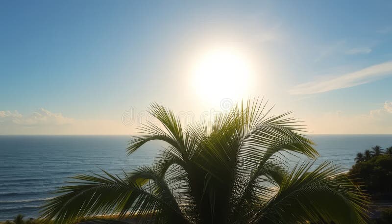 Palm Tree is in Front of a Blue Ocean Stock Photo - Image of summer ...