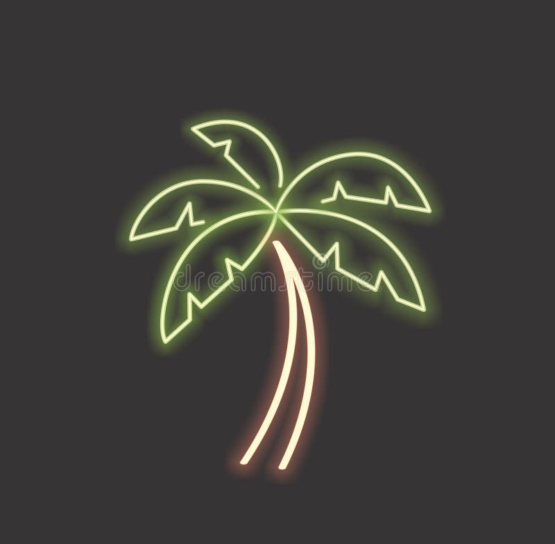 Palm Tree Glow Neon Outline Logo Icon Stock Illustration - Illustration ...