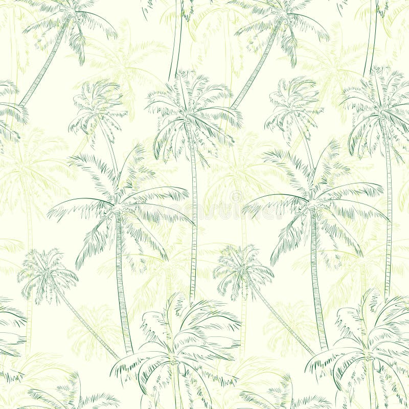 Palm Tree Green Seamless Pattern Over Stock Illustration - Illustration ...