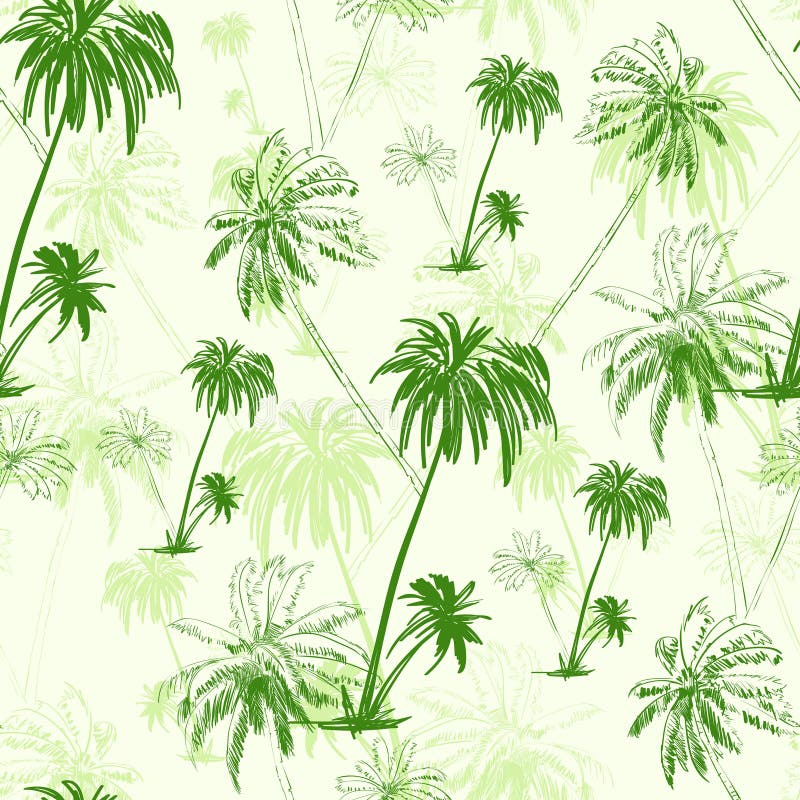 Palm Tree Green Seamless Pattern Over Vector Stock Vector ...