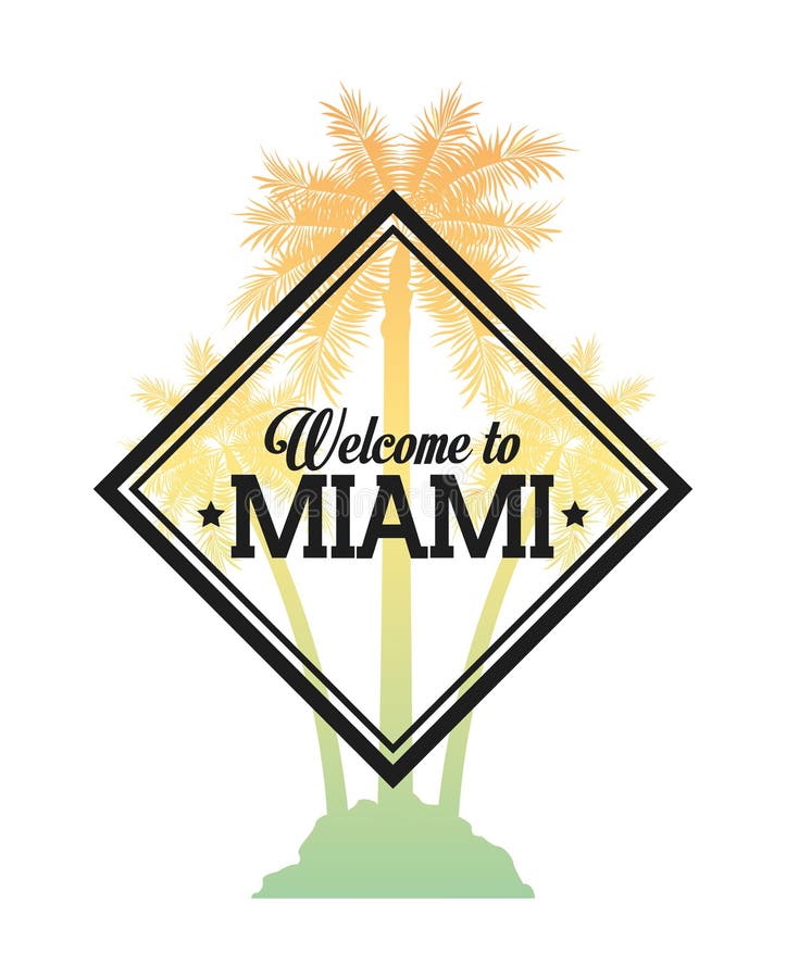 Miami Florida Design. Palm Tree and City Icon. Vector Graphic Stock ...