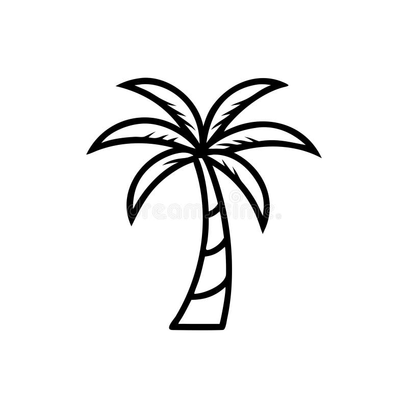 Palm Tree Icon: Simple Black Outline Vector Graphic for Tropical Design ...