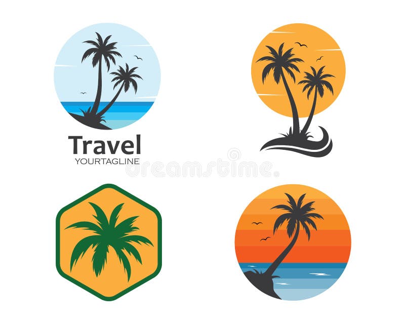Palm Tree Icon of Summer and Travel Logo Vector Illustration Stock ...