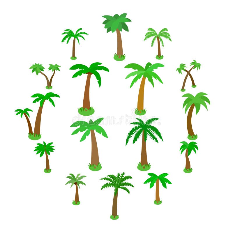Oil Palm Icons Set Cartoon Vector. Farm Plantation Stock Vector ...