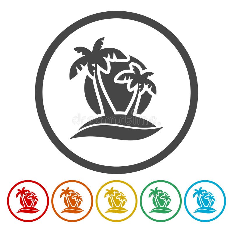 Palm tree icons set stock vector. Illustration of rest - 140347883