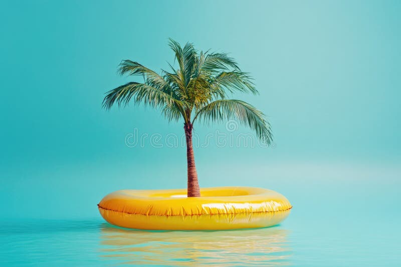 Palm Tree on Inflatable Raft Stock Photo - Image of leisure, adventure ...