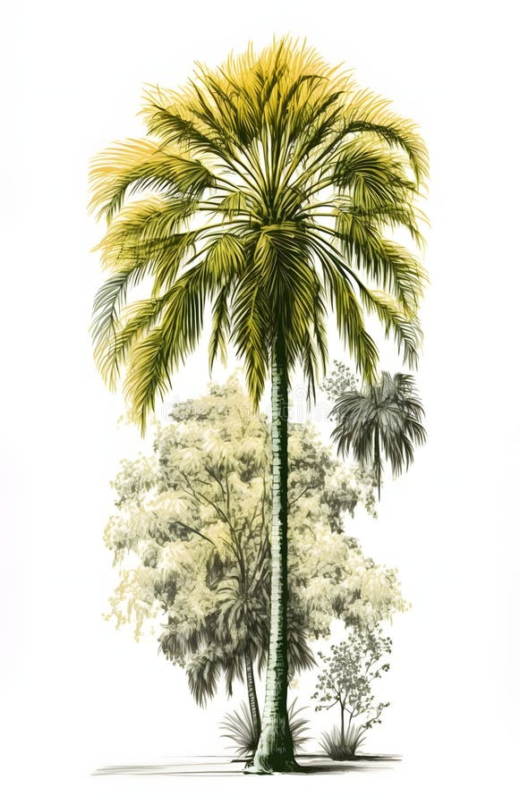 Palm Tree Isolated on White Background for Use in Architectural Design ...