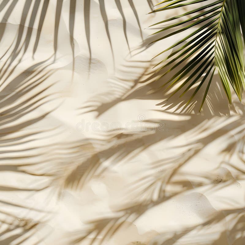 Palm Tree Leaves Casting Shadows on a Tropical Beach Sand Background ...