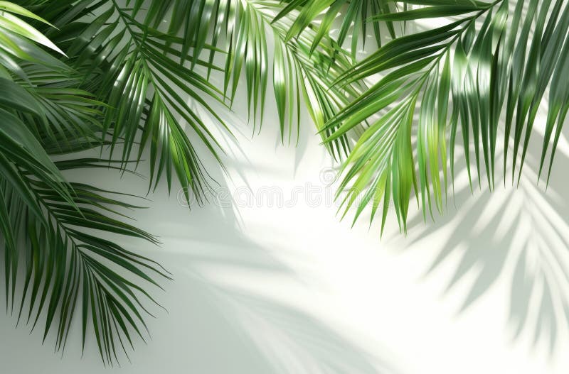 In Palm Tree Leaves and with Shadow on White Background Stock Image ...
