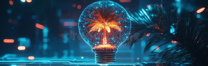 Palm Tree Lightbulb Innovation Tropical Escape Technology Innovation ...