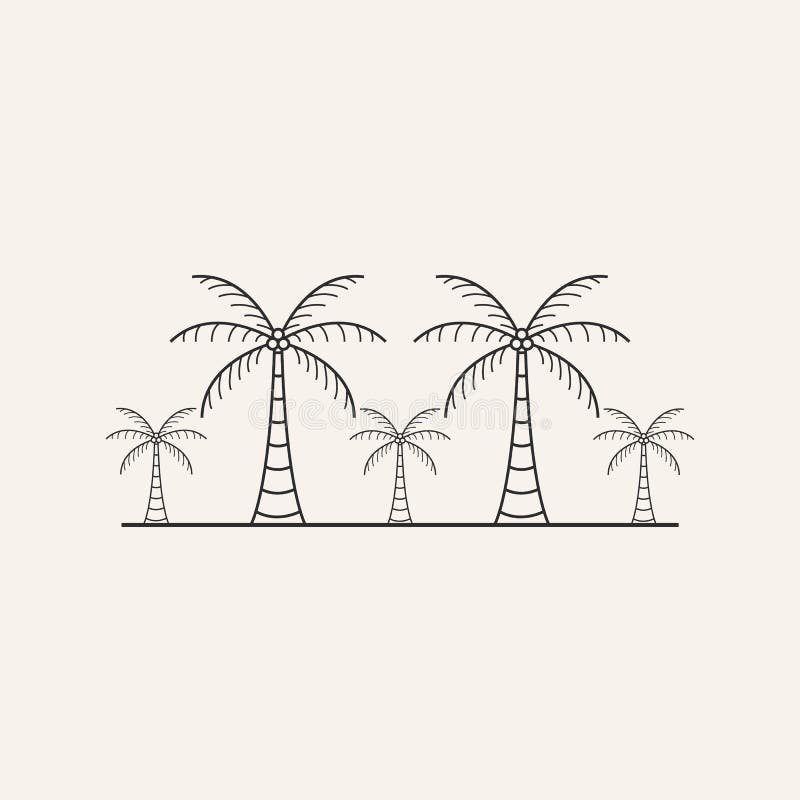 Palm Tree Line Art Logo Vector Symbol Illustration Design Stock Vector ...