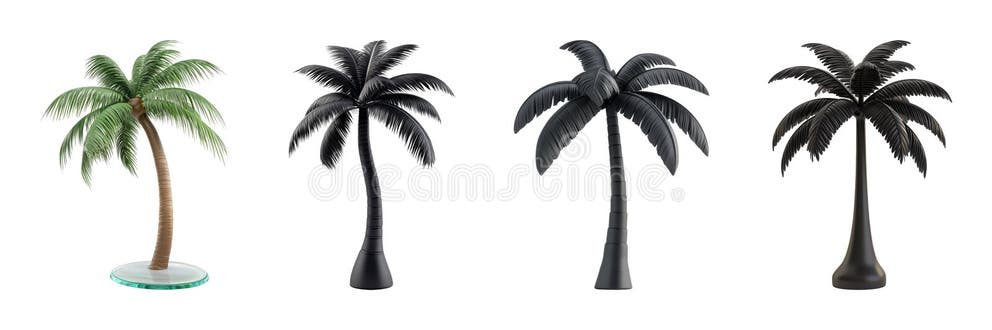 Palm Tree Models Set. Tropical Design and Decorative Elements ...