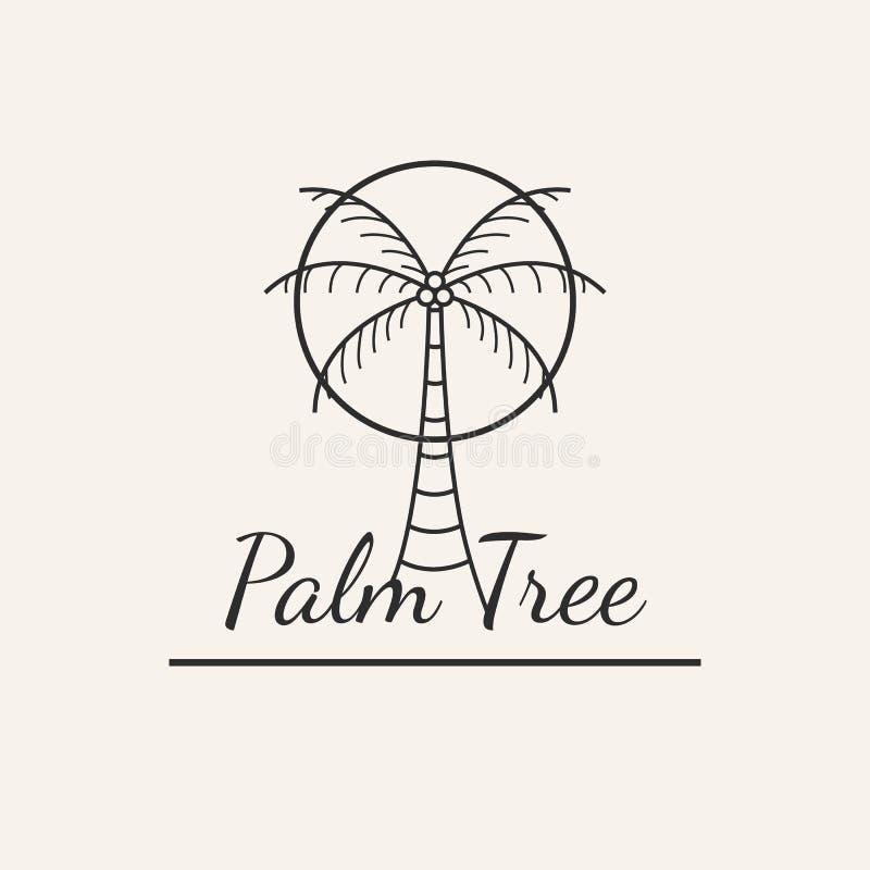 Palm Tree and Moon Line Art Logo Vector Symbol Illustration Design ...